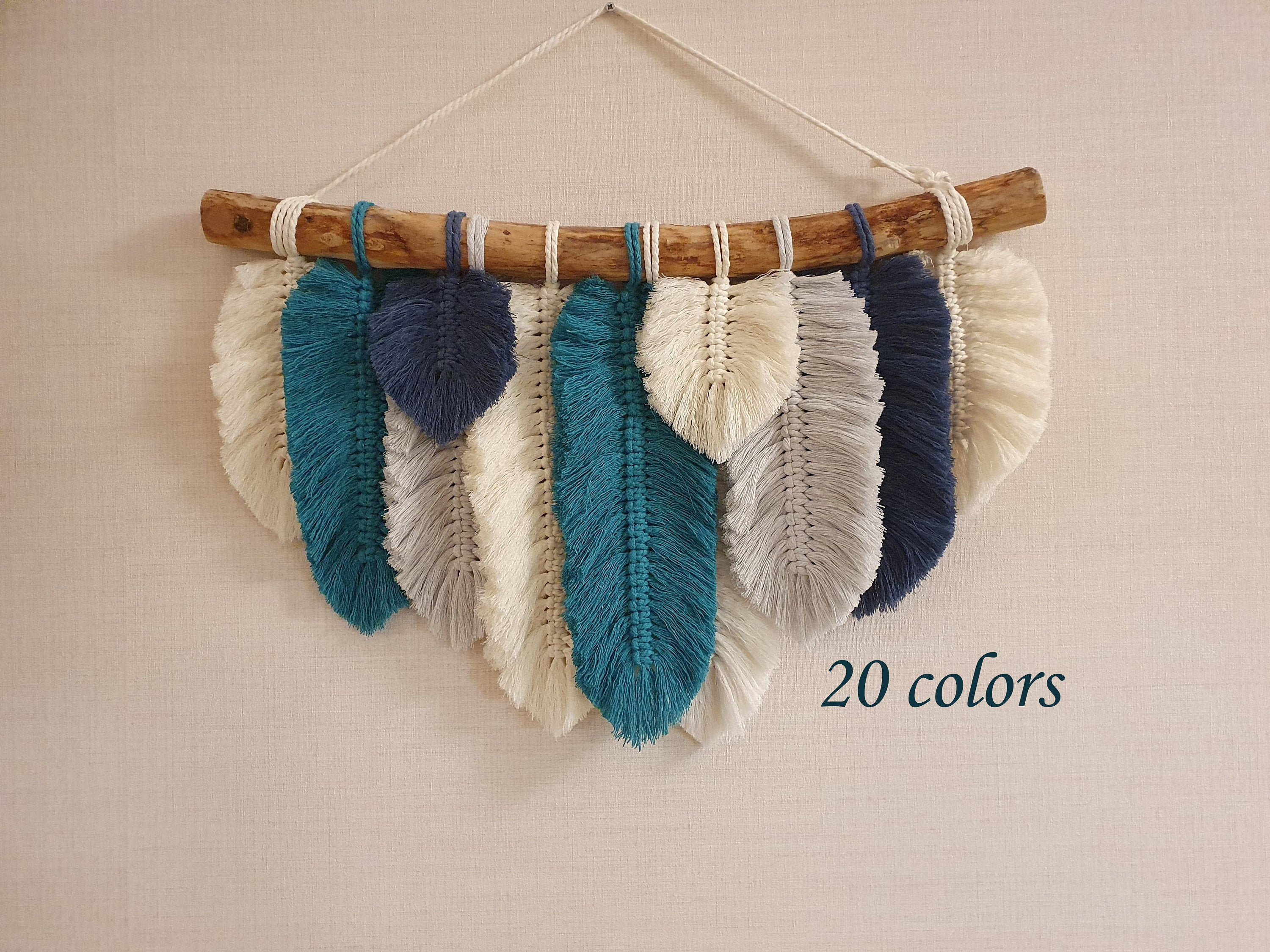 Feather Wall Hanging in Boho Style Macrame Leaf Custom Feather - Etsy ...