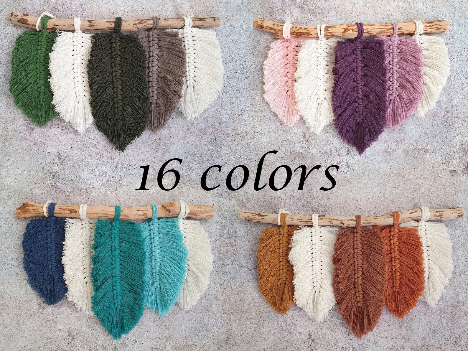 Colorful Feather Macrame Wall Hanging Small Leaf Macrame Wall - Etsy