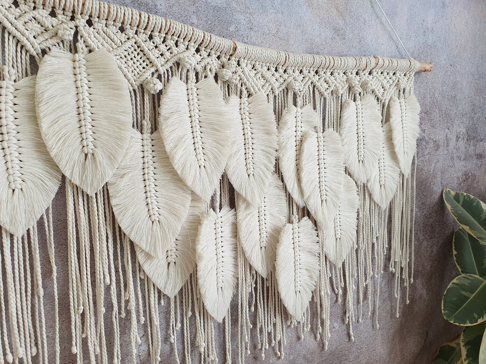 Large Feather Macrame Wall Hanging in Boho Style Bedroom Wall Decor ...