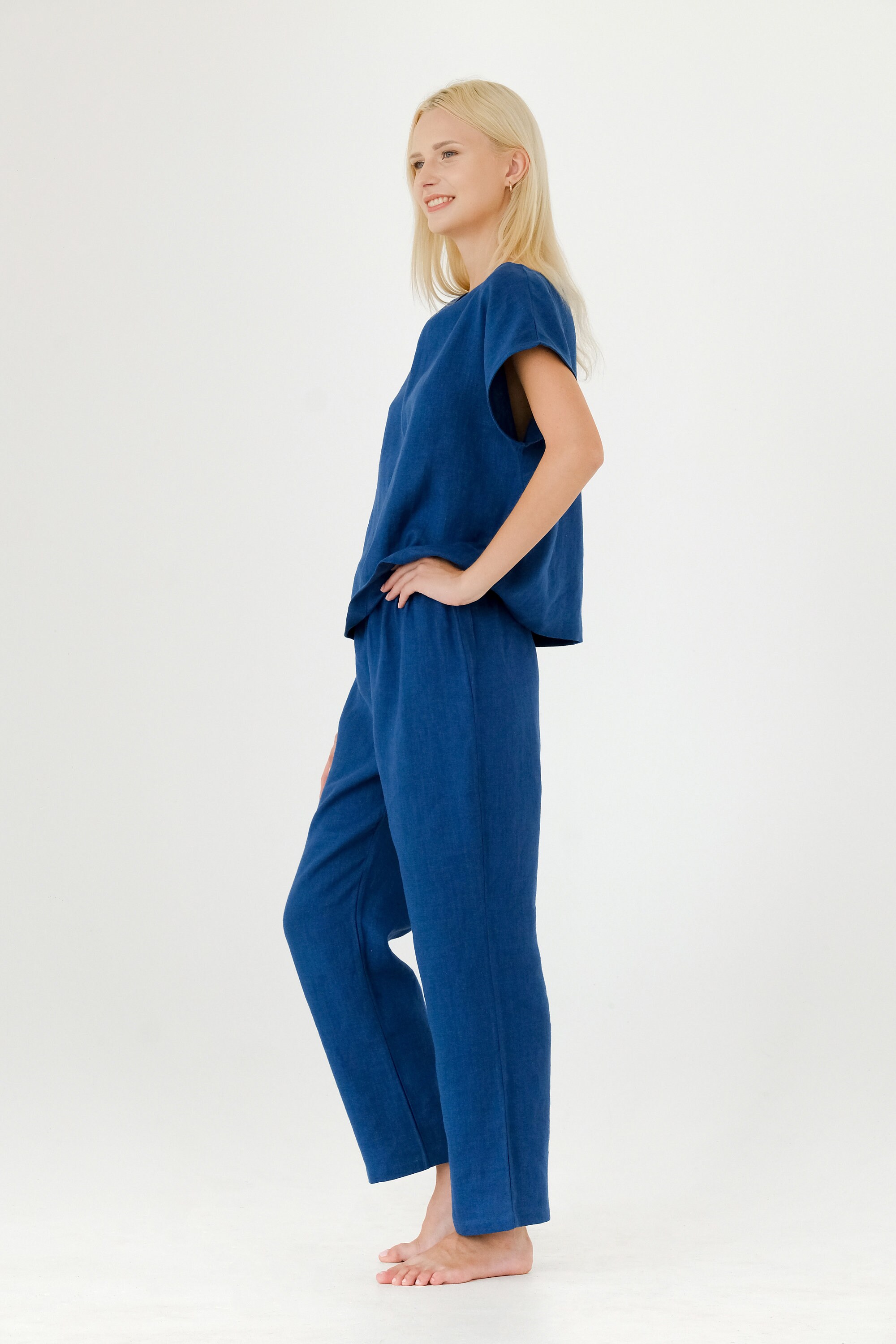 Linen Pyjama SET/ Linen Pajama Set/ Sleepwear Set/ Loose Linen Top ...