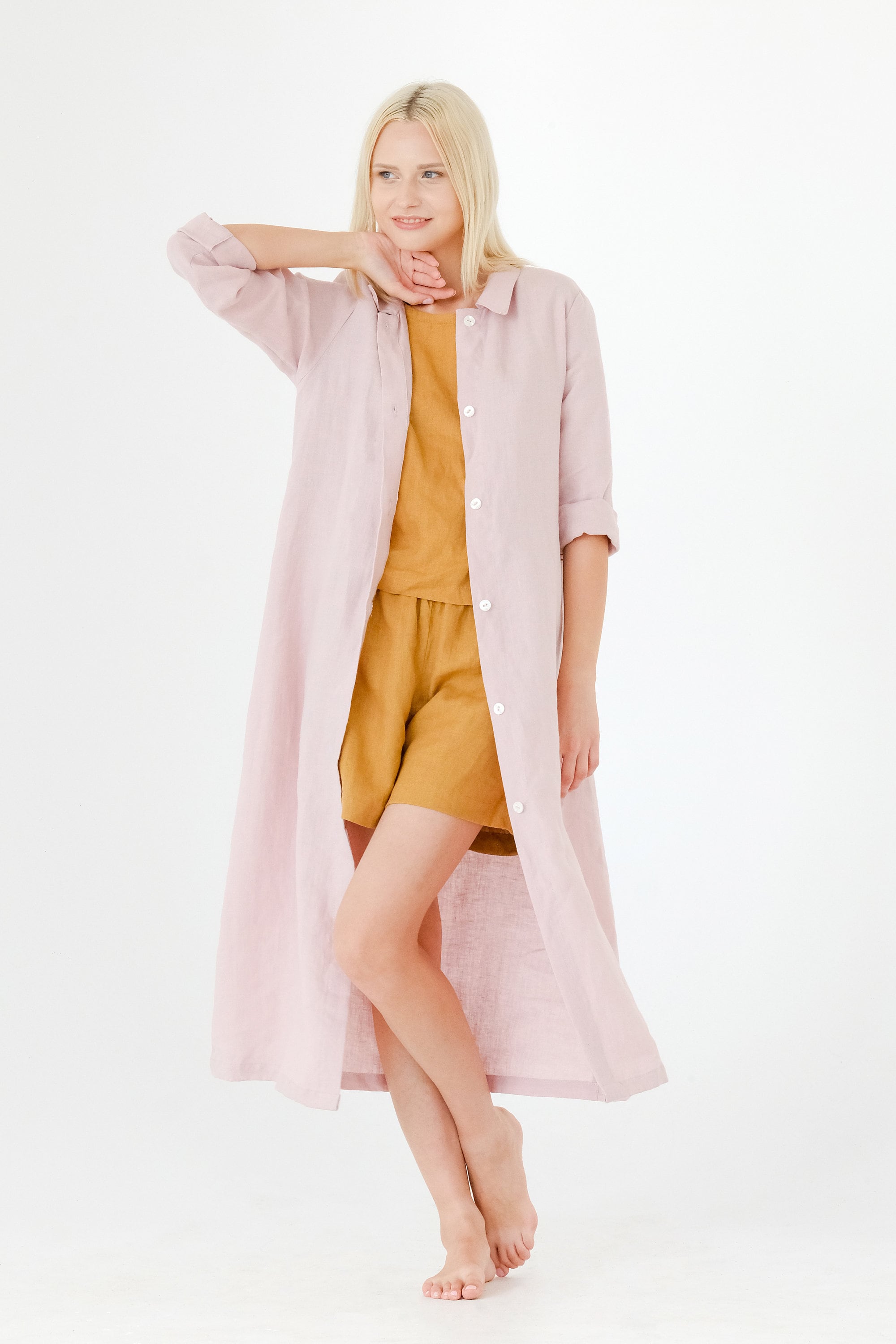 Linen Robe With Side Pockets/ Long Linen Dressing Gown/ Linen - Etsy