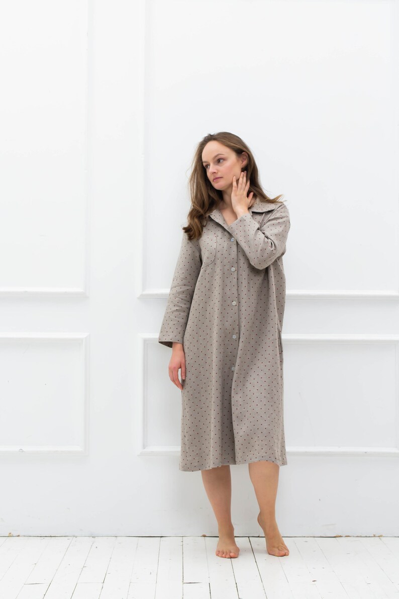 Linen Robe/ Long Linen Dressing Gown/ Linen Bathrobe With Pockets ...