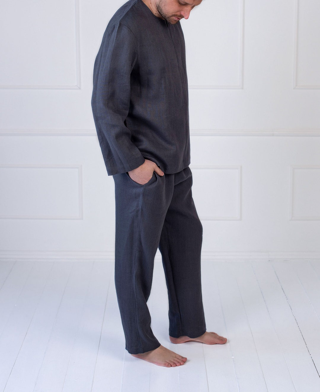 Linen Pajama SET for Men/ Linen Pyjama Set for Men / Simple Nightwear ...