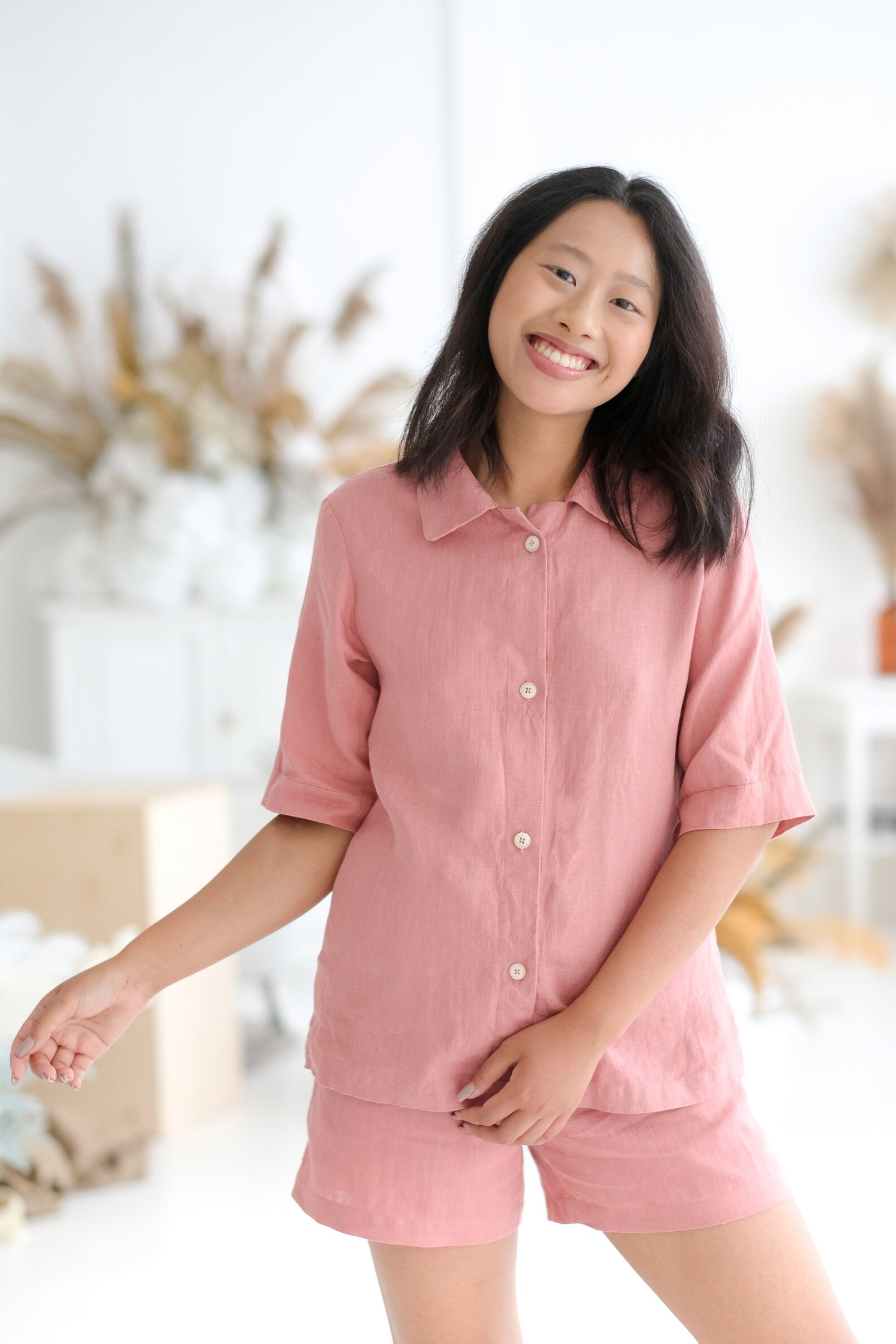 Linen Pyjama SET/ Linen Pajama Set/ Linen Pjs / Short Sleeve - Etsy