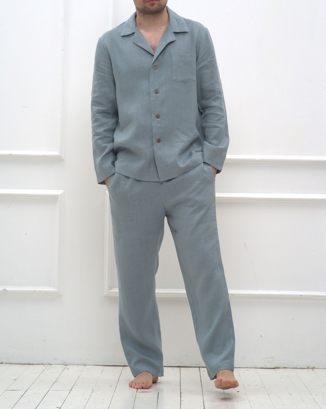 Linen Pajama SET for Men/ Linen Pyjama Set for Men / Simple Nightwear ...