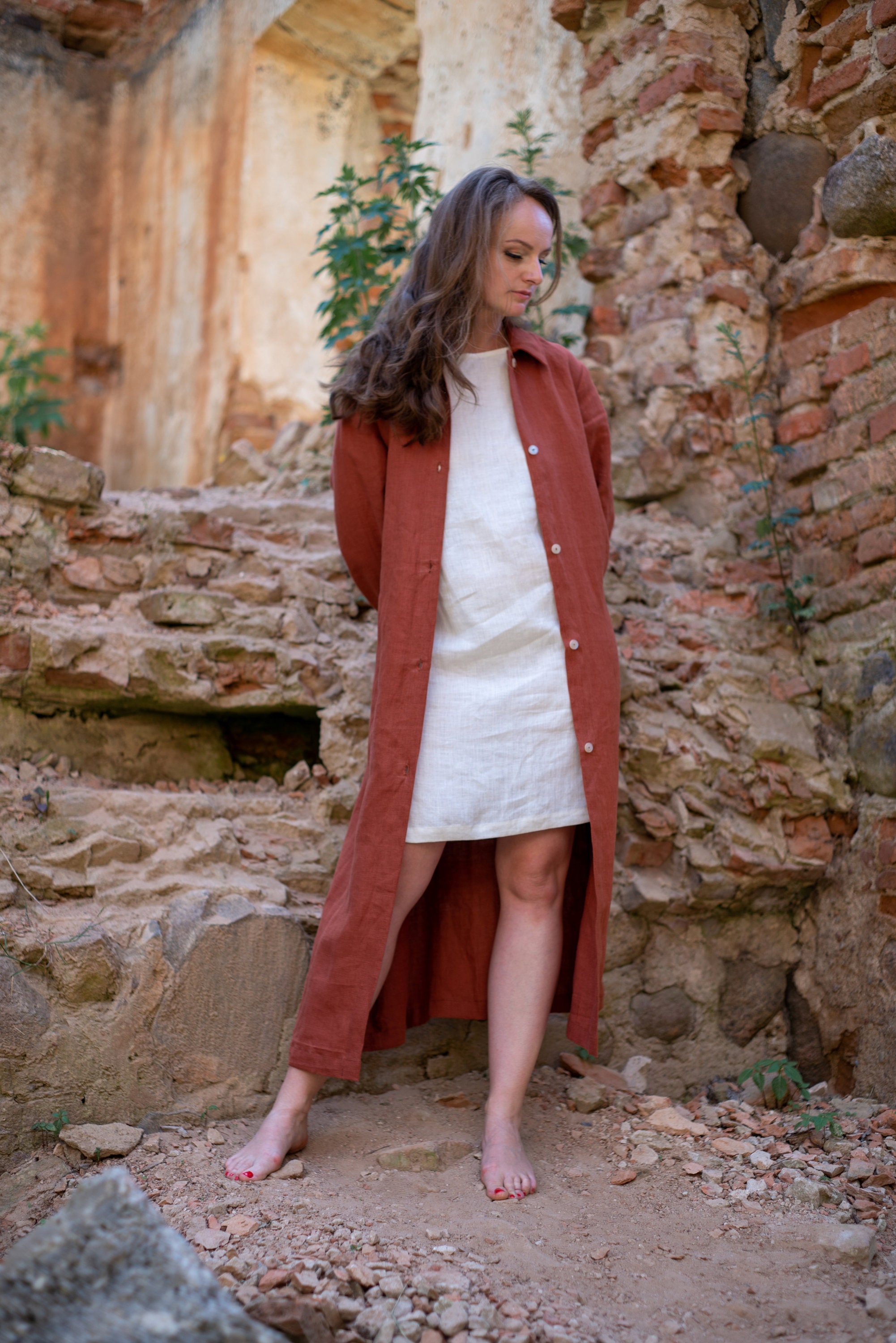 Linen Robe With Side Pockets/ Long Linen Dressing Gown/ Linen - Etsy