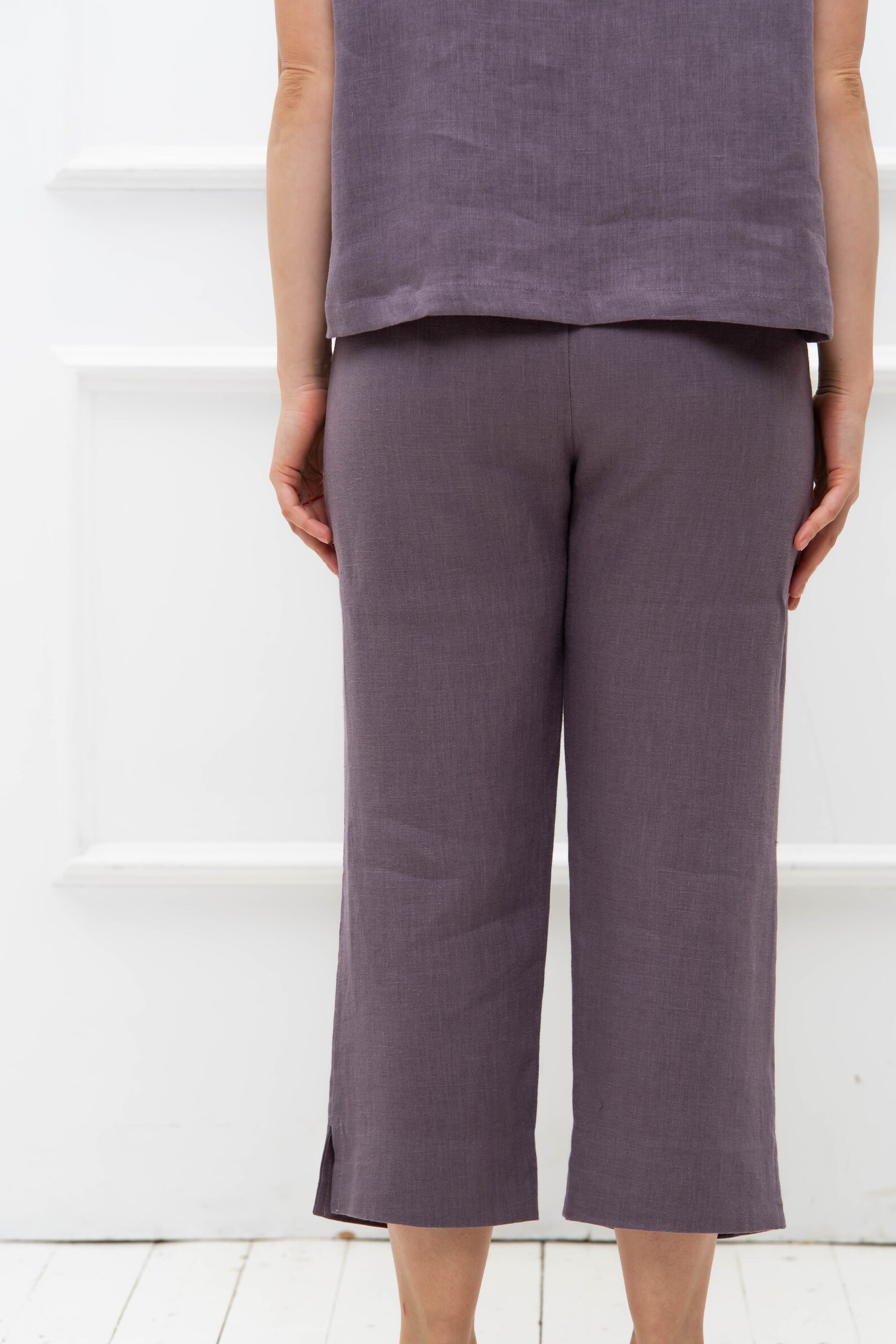 Linen Capri Pants for Women/ Linen Cropped Trousers/ Linen 3/4 - Etsy