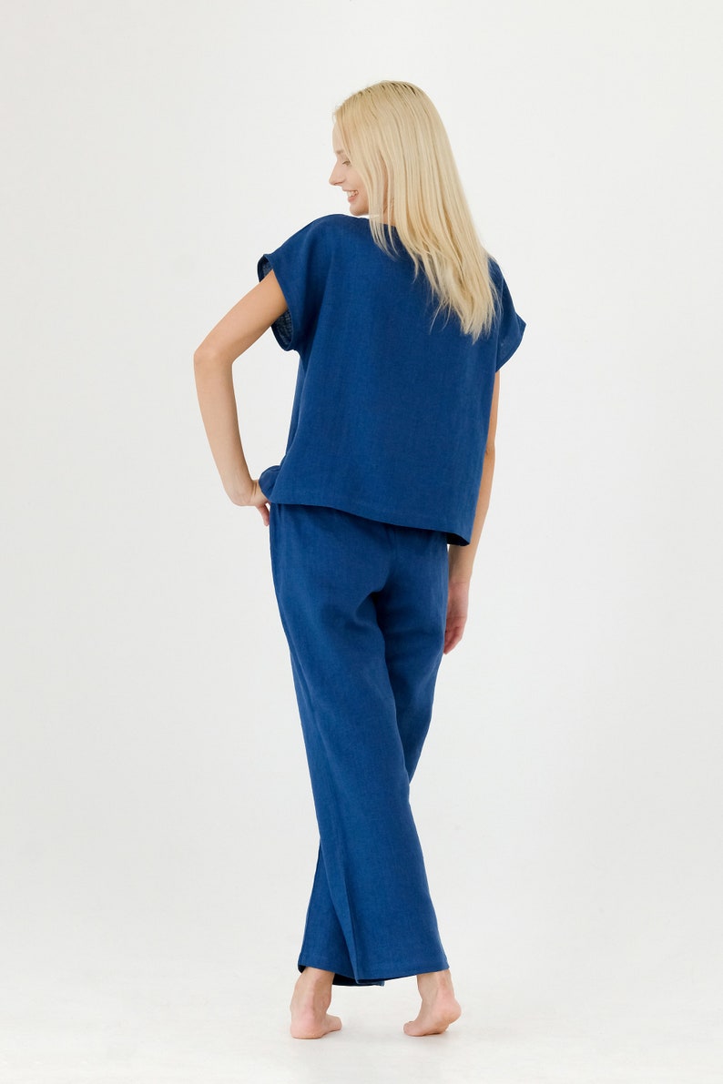 Linen Pyjama SET/ Linen Pajama Set/ Sleepwear Set/ Loose Linen Top ...