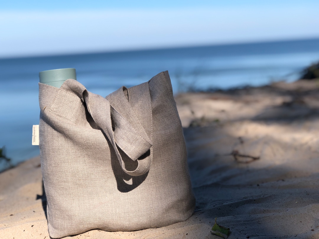 Linen Lunch Bag / Natural Linen Handbag/ Softened Linen Lunch Bag ...