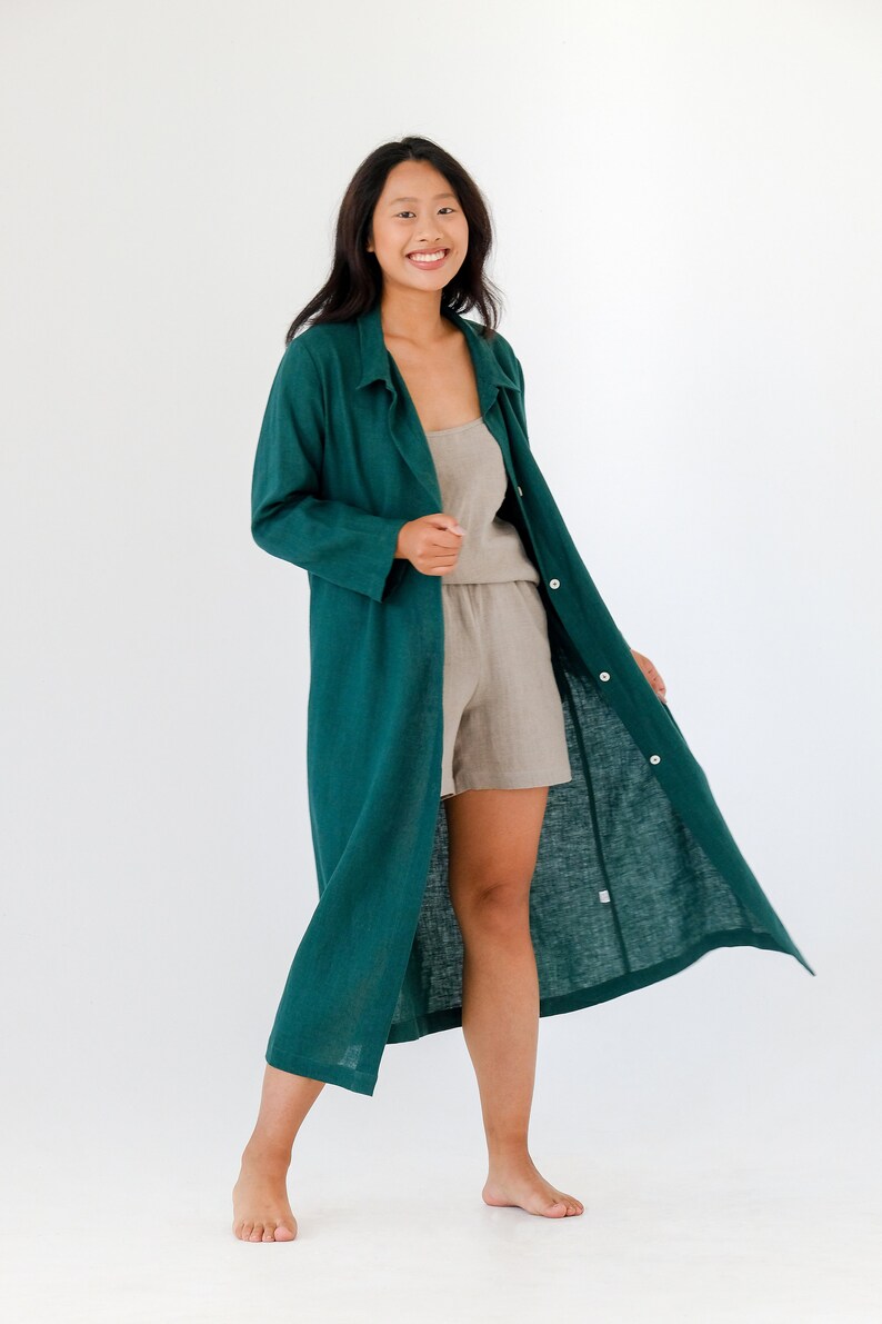 Linen Robe With Side Pockets/ Long Linen Dressing Gown/ Linen - Etsy