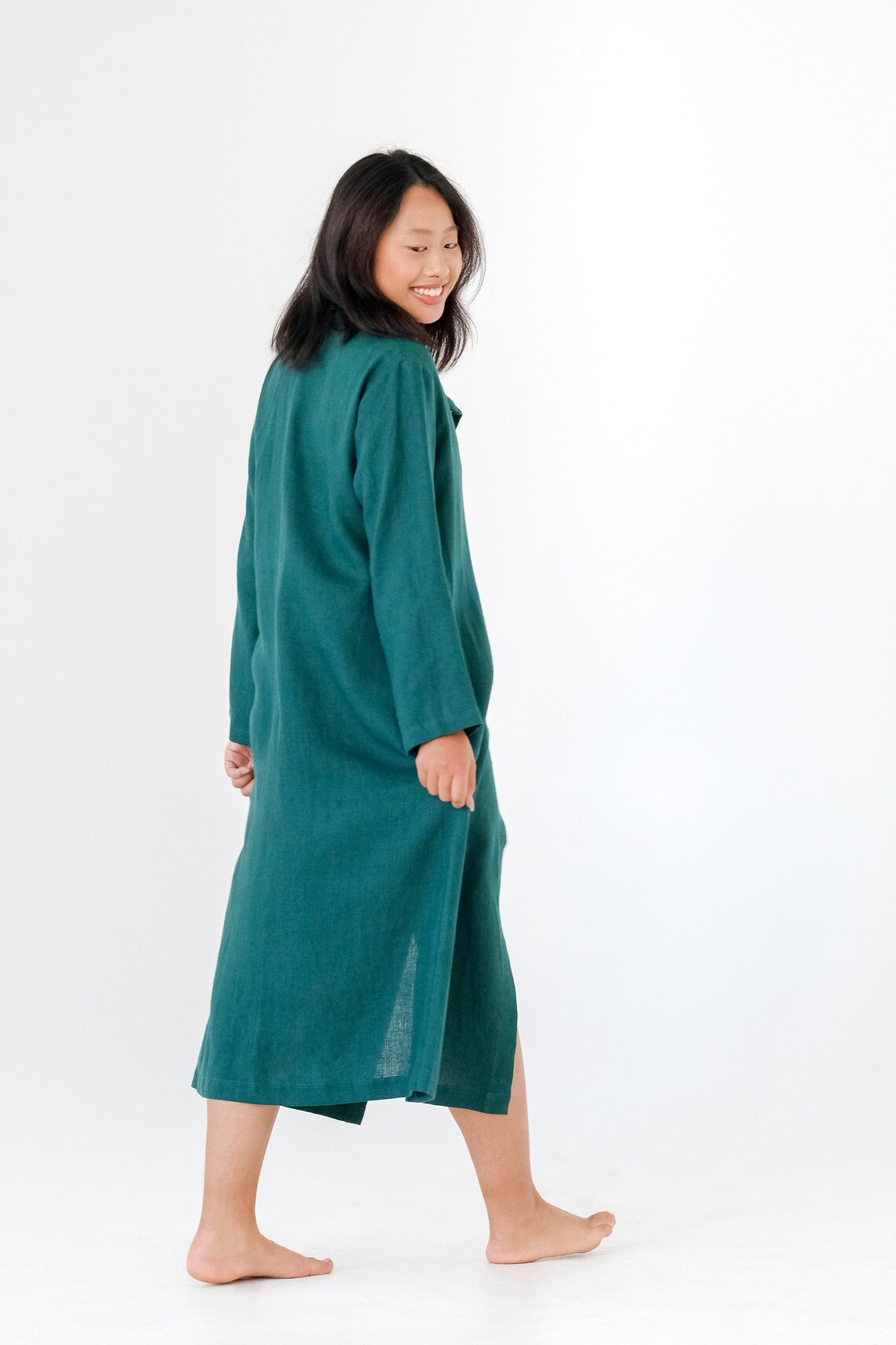 Linen Robe With Side Pockets/ Long Linen Dressing Gown/ Linen - Etsy