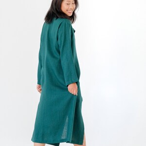 Linen Robe With Side Pockets/ Long Linen Dressing Gown/ Linen Bathrobe ...