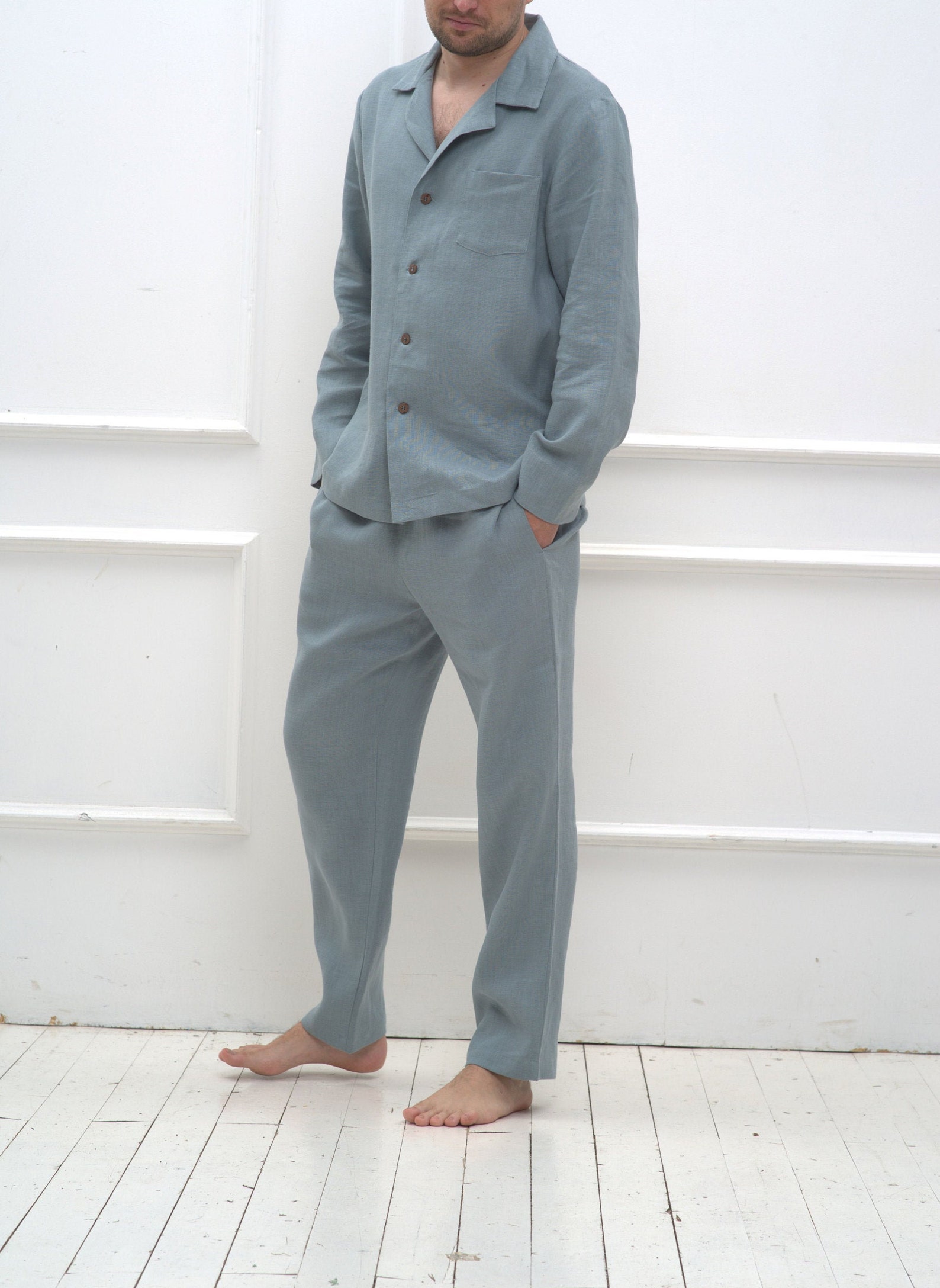 Linen Pajama SET for Men/ Linen Pyjama Set for Men / Simple Nightwear ...