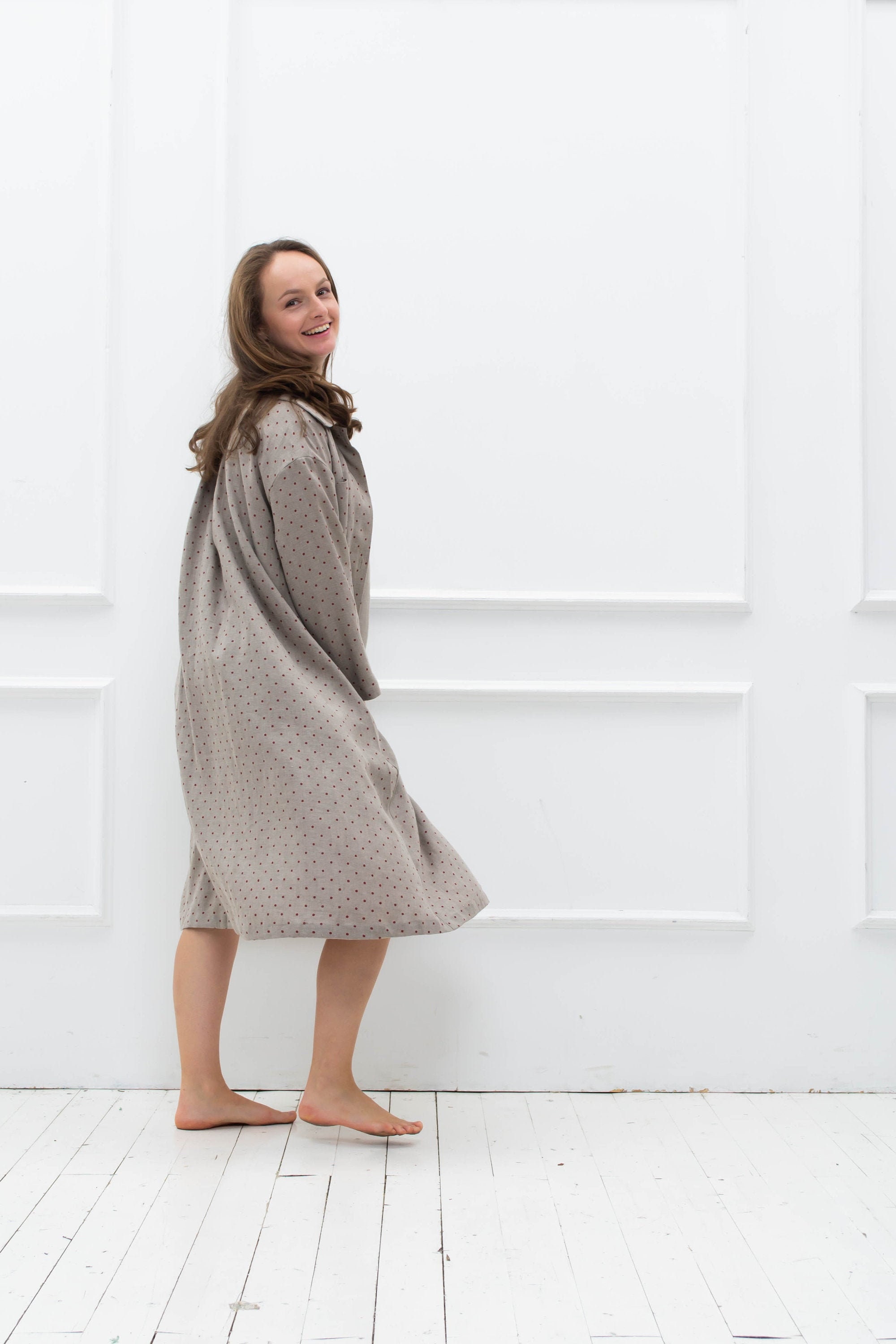 Linen Robe/ Long Linen Dressing Gown/ Linen Bathrobe With Pockets ...