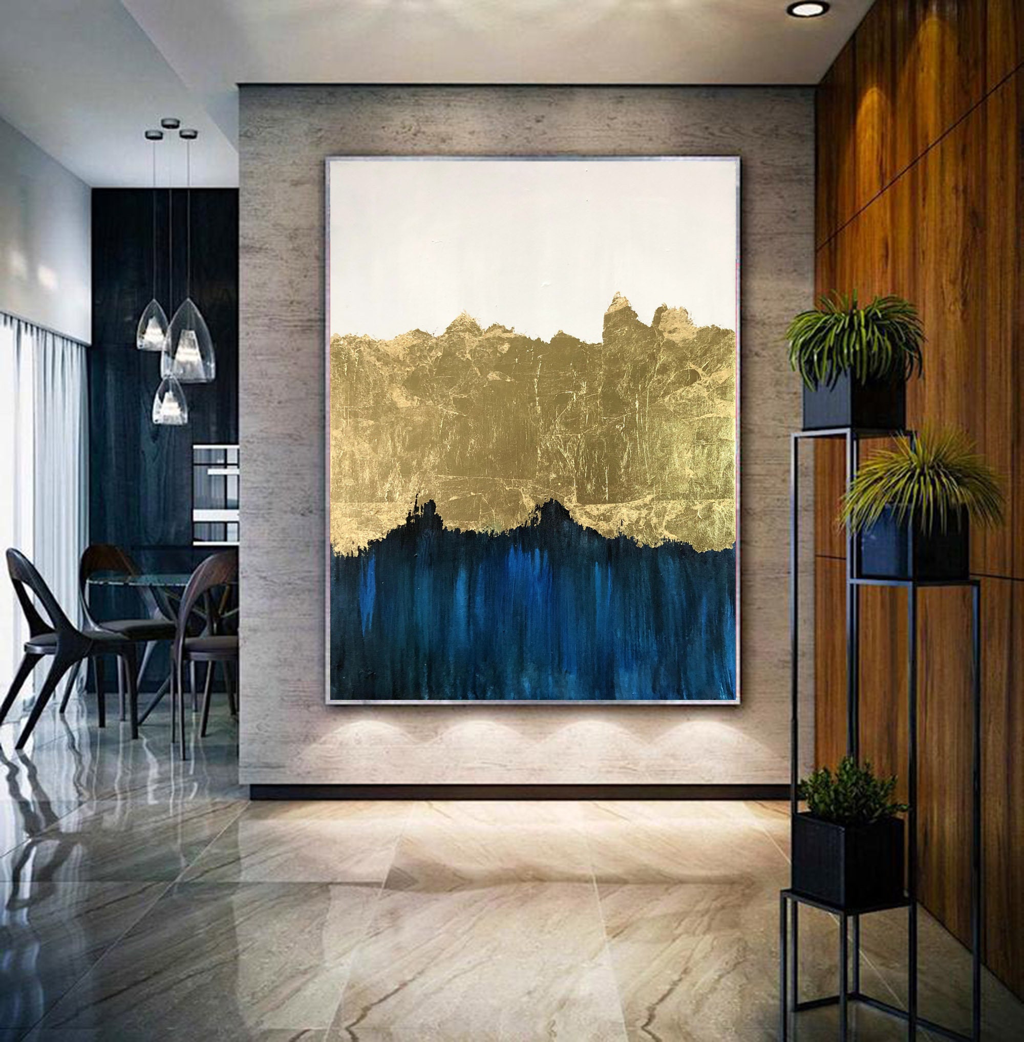 Extra Large Abstract Art Modern Abstract Painting Gold Leaf | Etsy