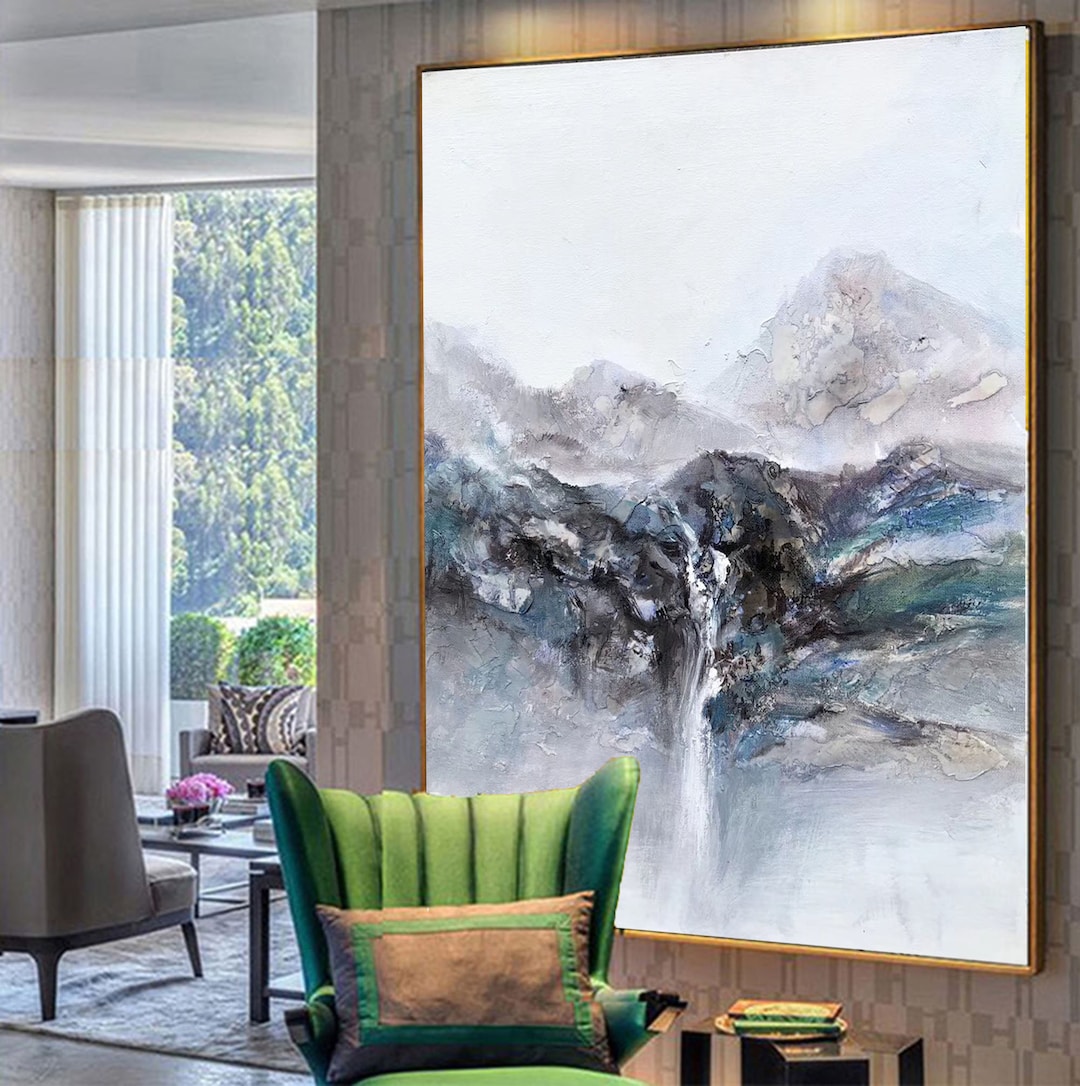 Oversized Canvas Wall Art, Framed Wall Art Abstract Painting, Mountain ...