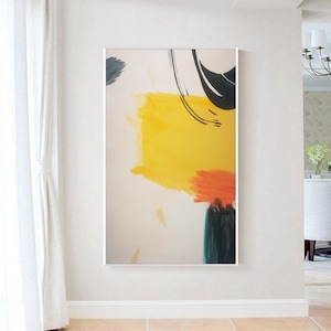 Large Canvas Wall Art, Yellow Painting on Canvas, Modern Abstract Art ...