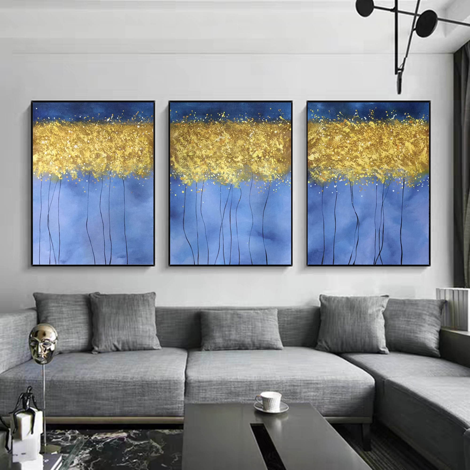 Set of 3 wall art abstract painting original large modern | Etsy