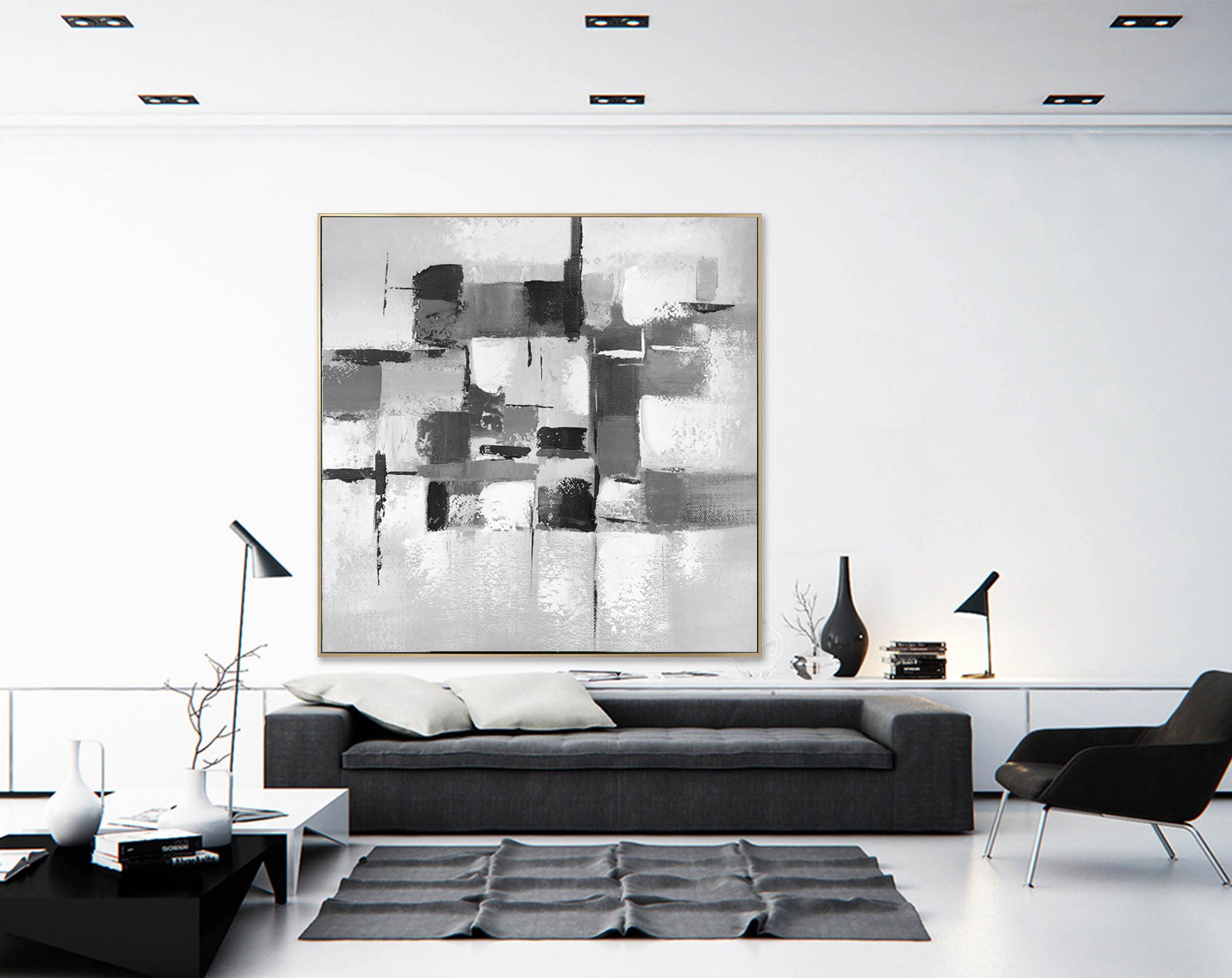Large Wall Art Abstract Black and White Wall Art Canvas - Etsy