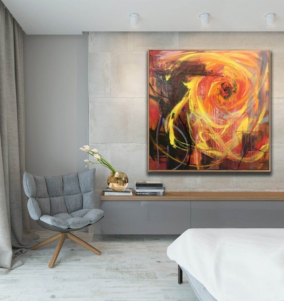 Flower Painting Abstract Large Abstract Painting on Canvas | Etsy