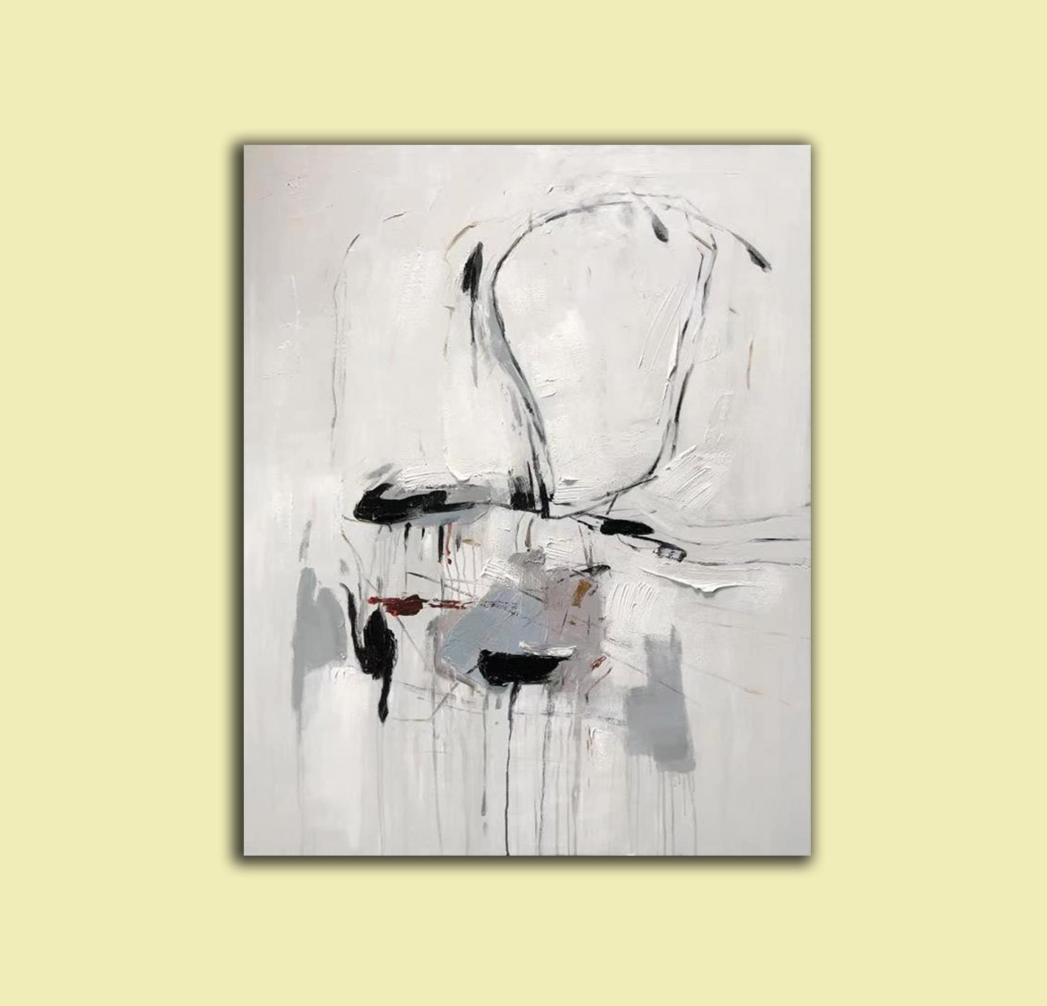 Large abstract painting original white painting on canvas | Etsy