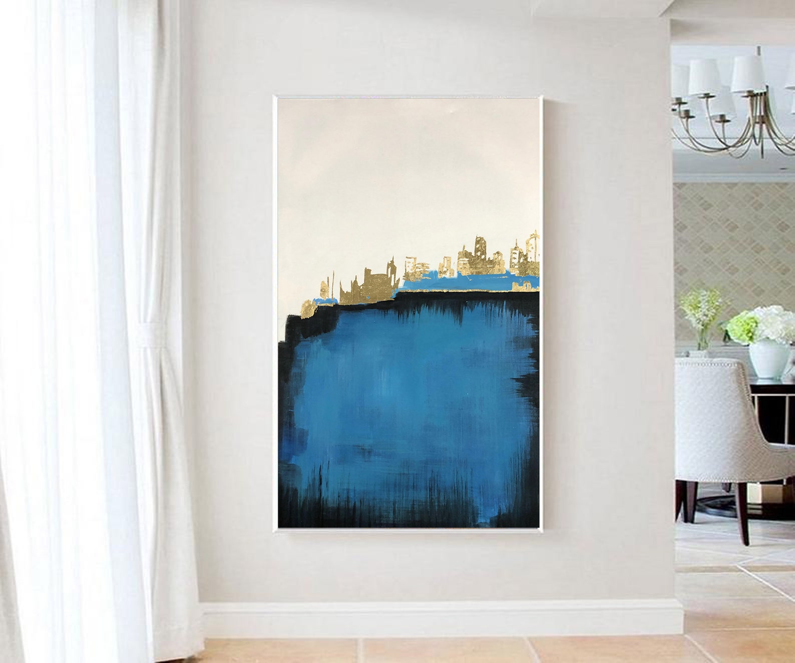 Large Blue Painting on Canvas Extra Large Wall Art Modern | Etsy