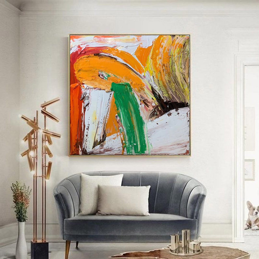 Colorful Canvas Art, Original Abstract Painting Large, Textured Wall ...