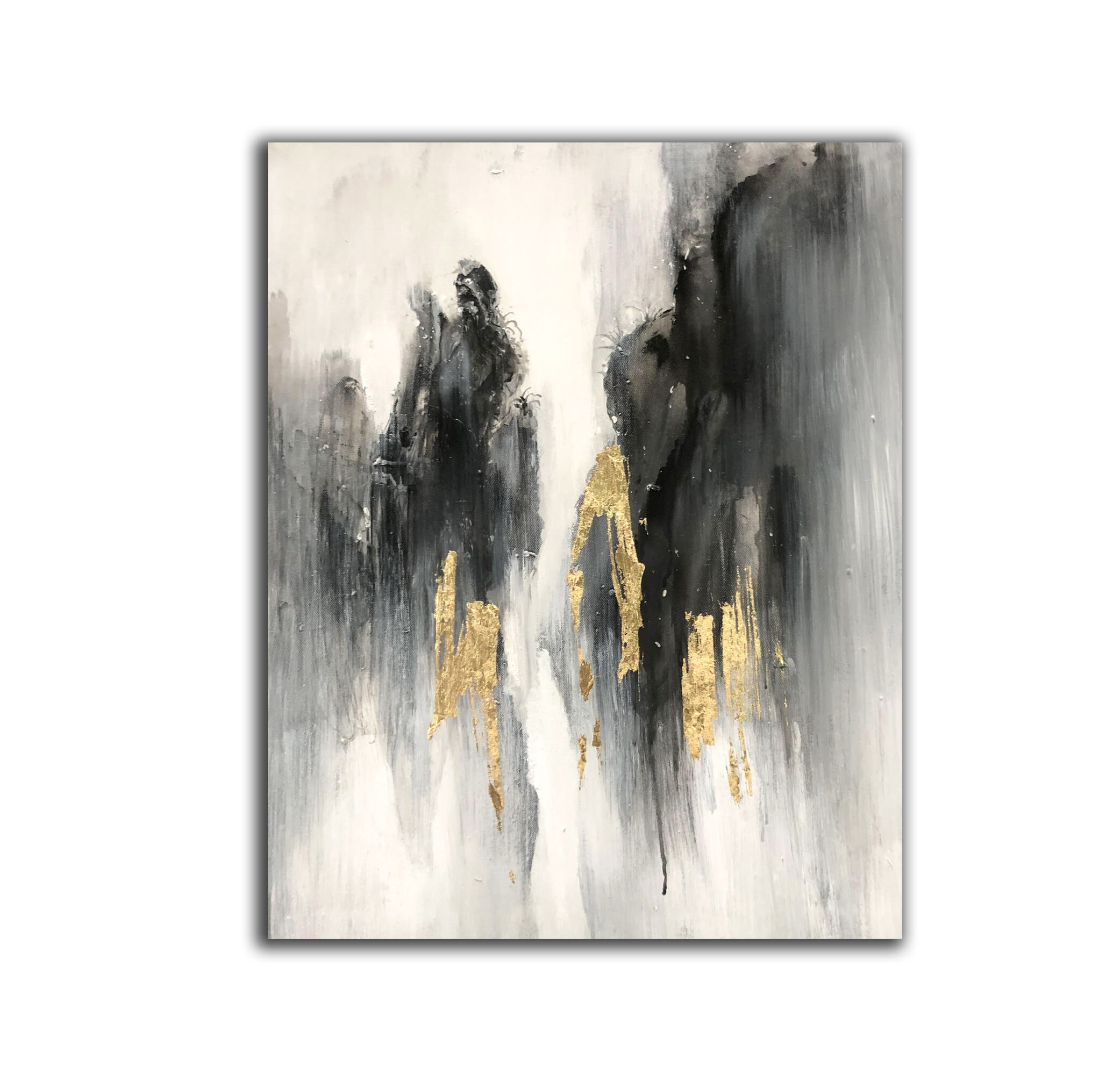 Extra Large Wall Art Abstract Black Painting Gold Painting - Etsy