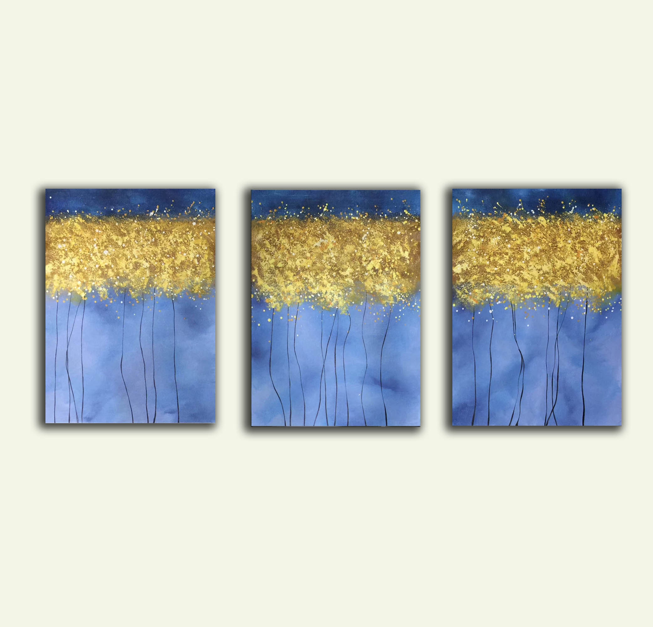 Set of 3 wall art abstract painting original large modern | Etsy