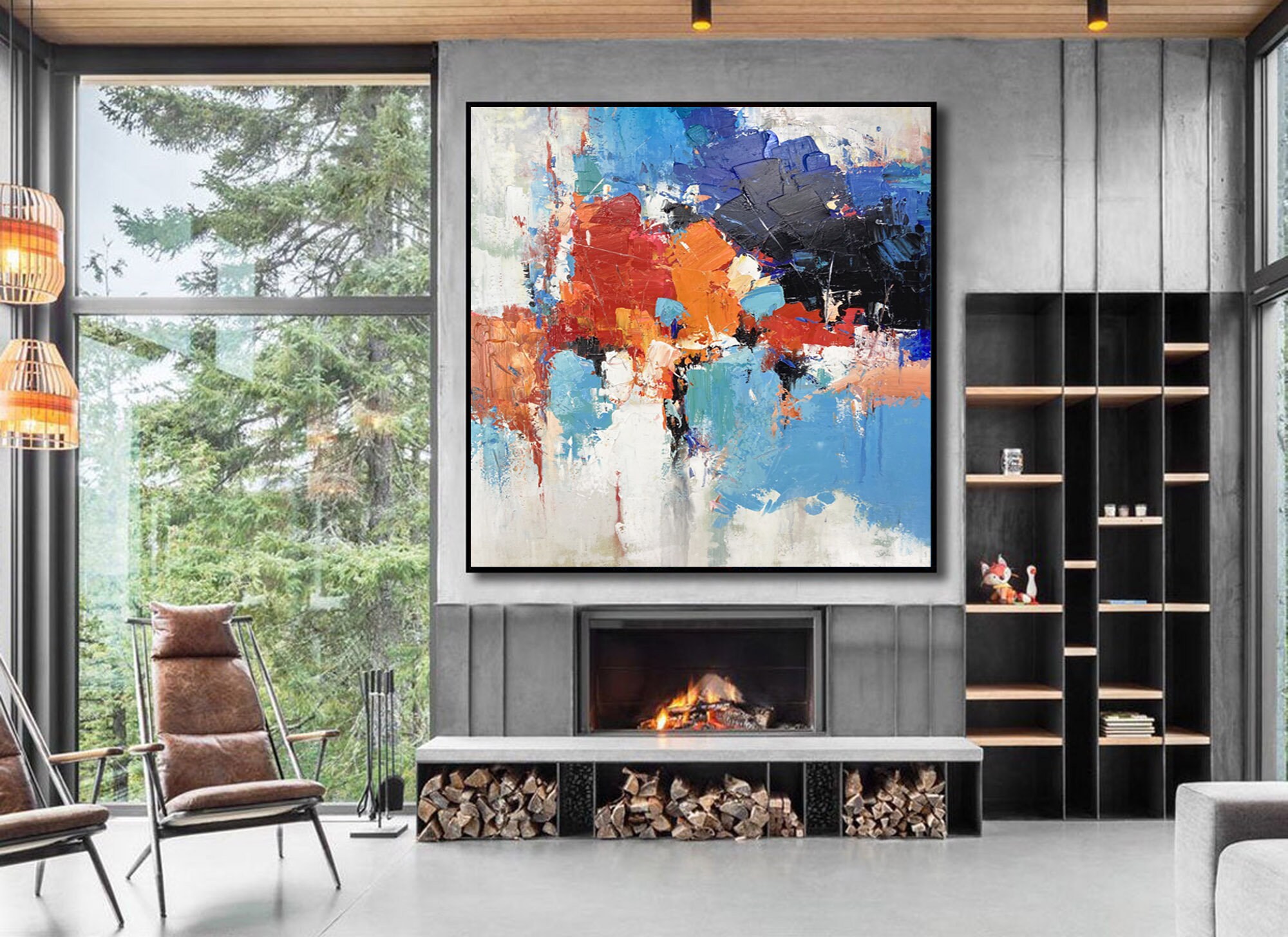 Large Abstract Painting Original Canvas Colorful Abstract | Etsy