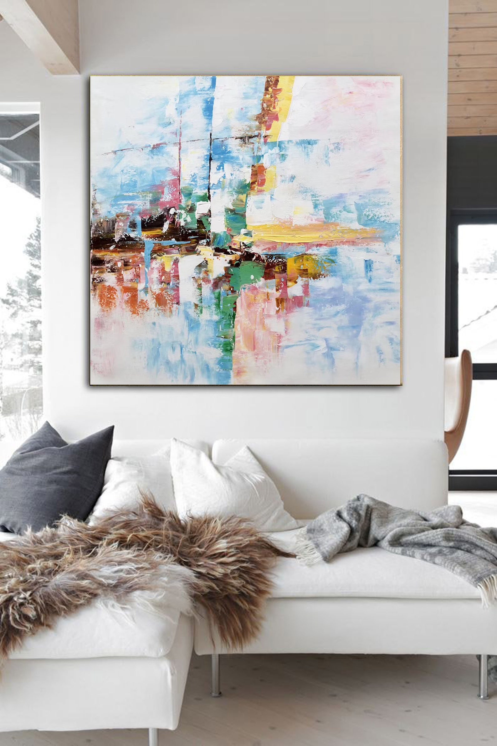 Large Abstract Painting Original, Modern Abstract Wall Art ...
