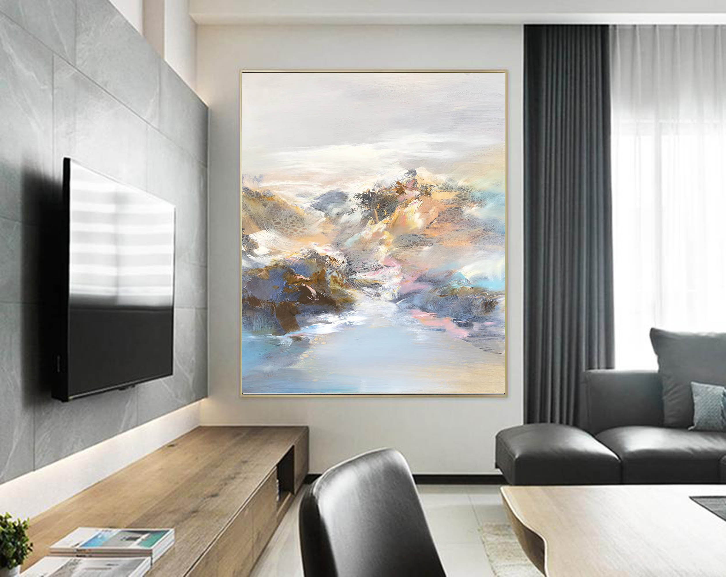 Large Canvas Art Abstract Landscape Painting, Extra Large Wall Art ...