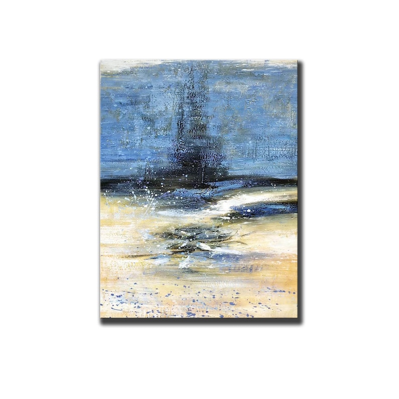 Large Blue Painting on Canvas, Large Abstract Wall Art, Modern Abstract ...