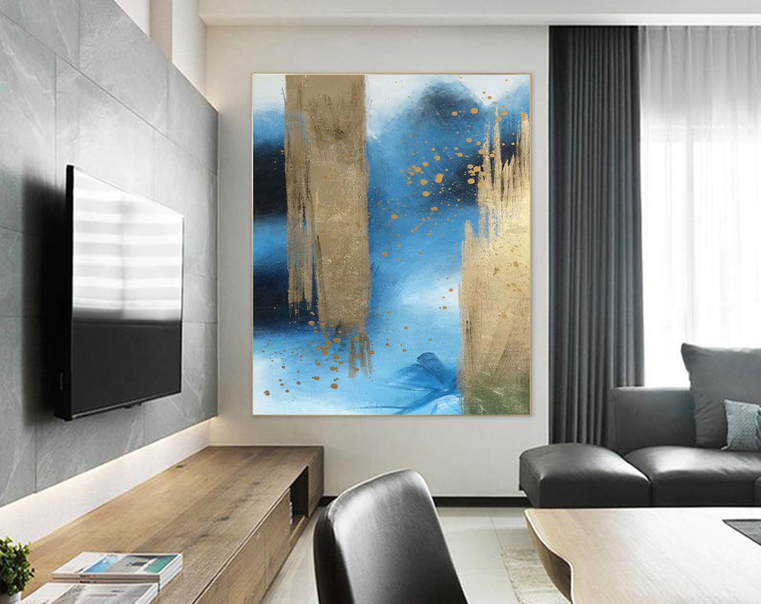 Large abstract painting framed wall art abstract large | Etsy