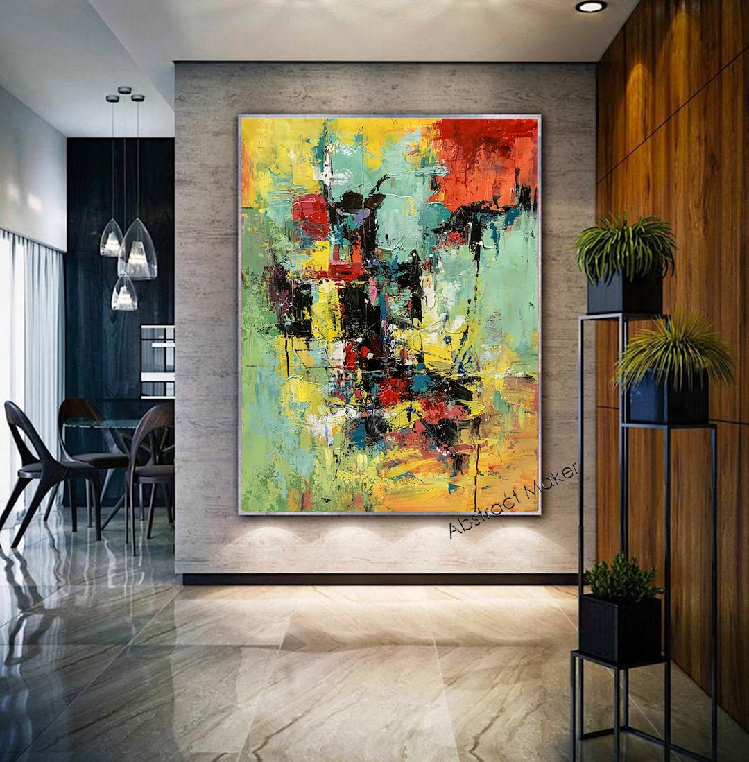 Colorful Acrylic Canvas Art, Original Painting, Contemporary Abstract ...