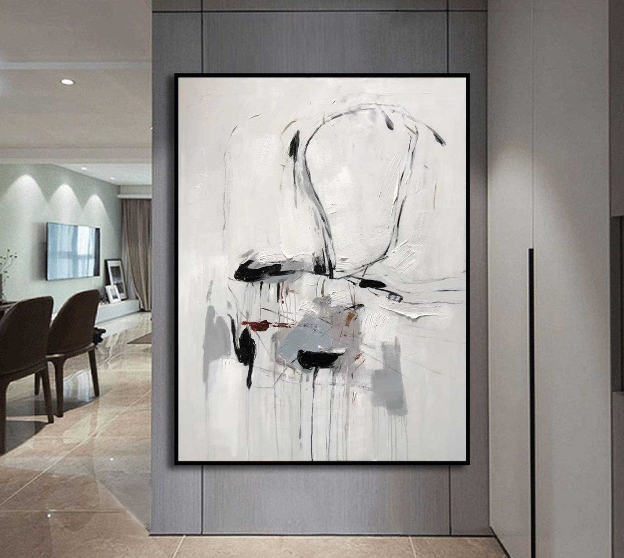 Large abstract painting original white painting on canvas | Etsy