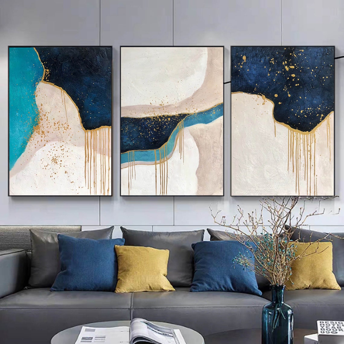 Living room wall art painting abstract large abstract wall | Etsy