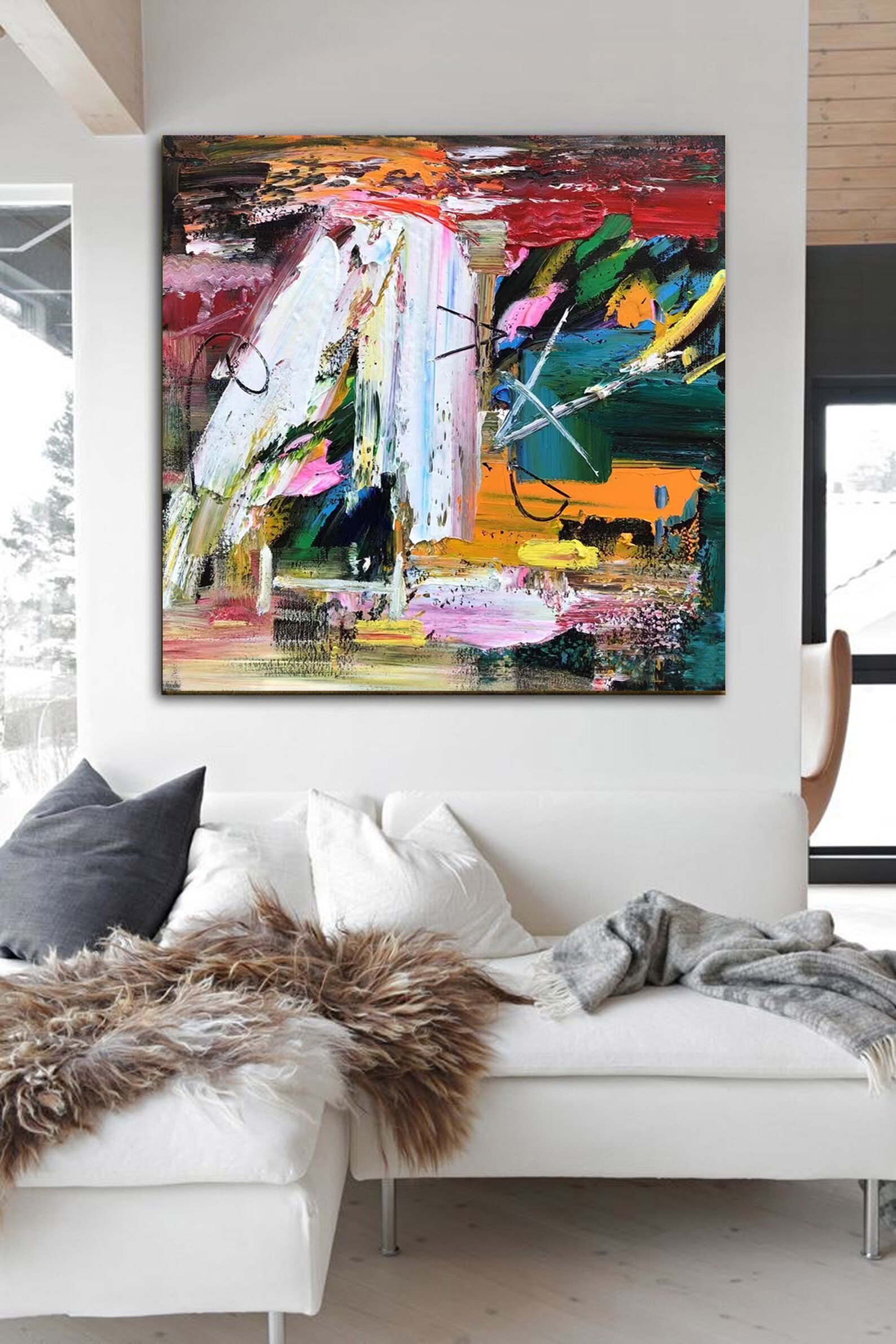 Large canvas wall art original abstract oil painting | Etsy