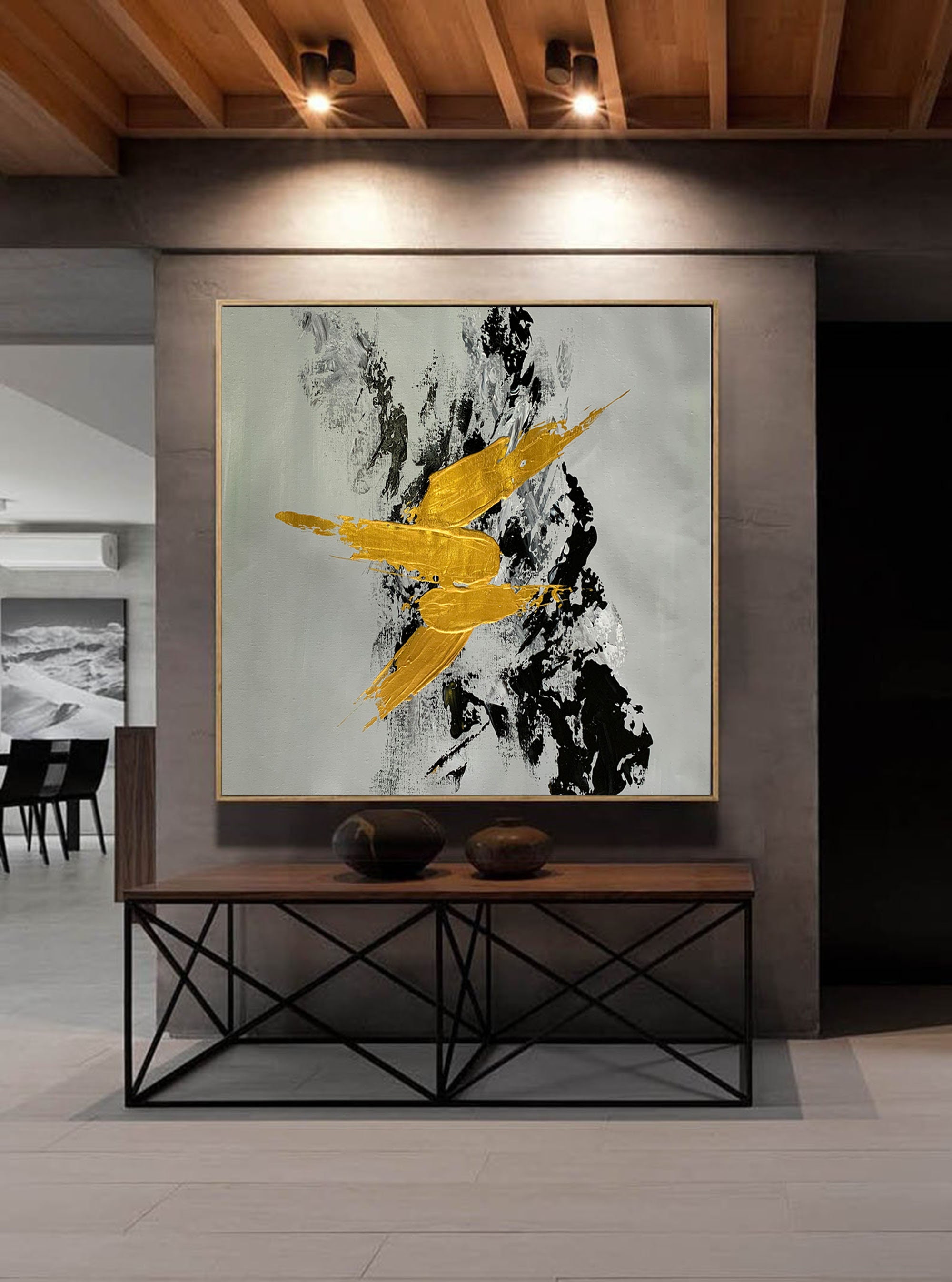Large Gold Painting, Original Abstract Painting on Canvas, Extra Large ...