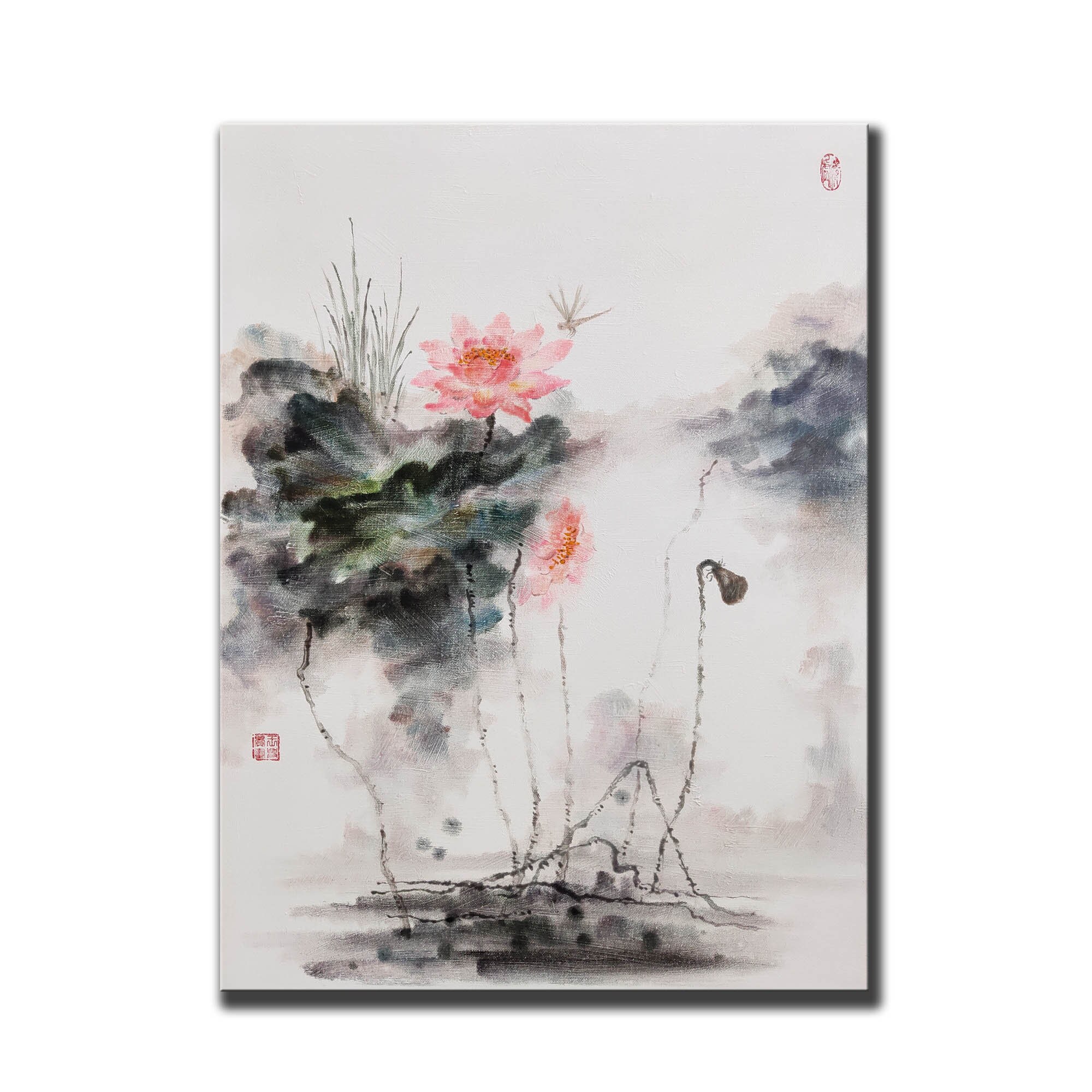 Lotus Flower Paintings on Canvas, Extra Large Wall Art Canvas, Modern ...
