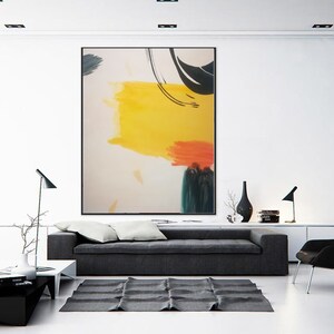 Large Canvas Wall Art, Yellow Painting on Canvas, Modern Abstract Art ...