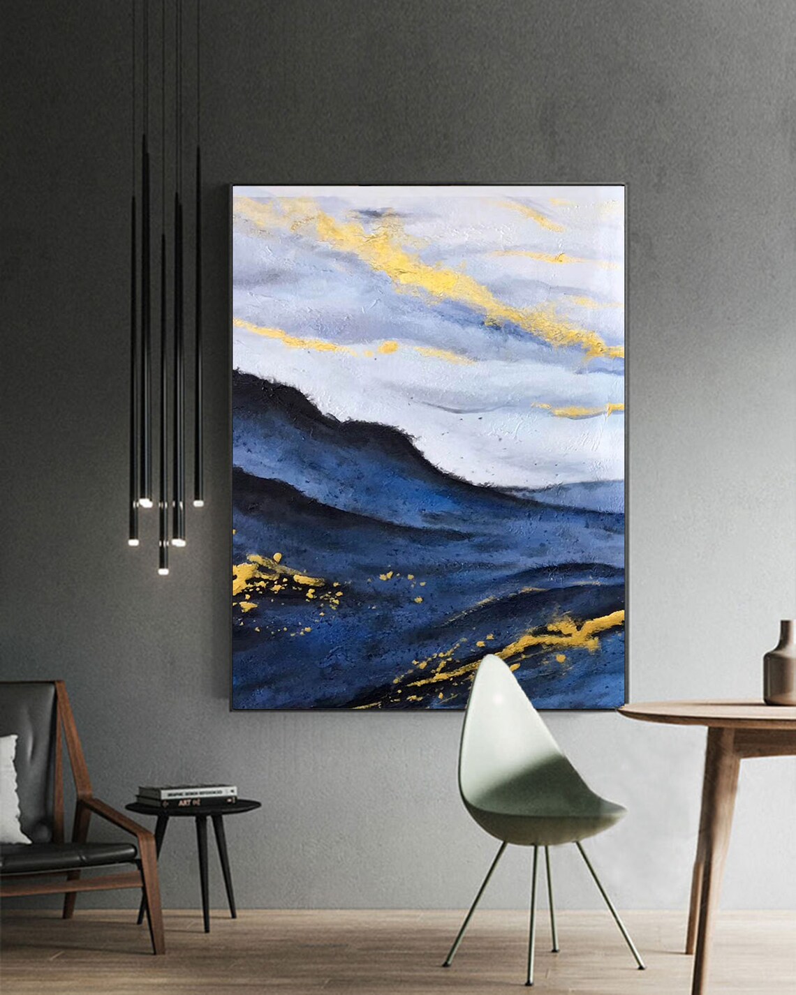 Large Blue Painting on Canvas, Abstract Painting Original, Large Oil ...