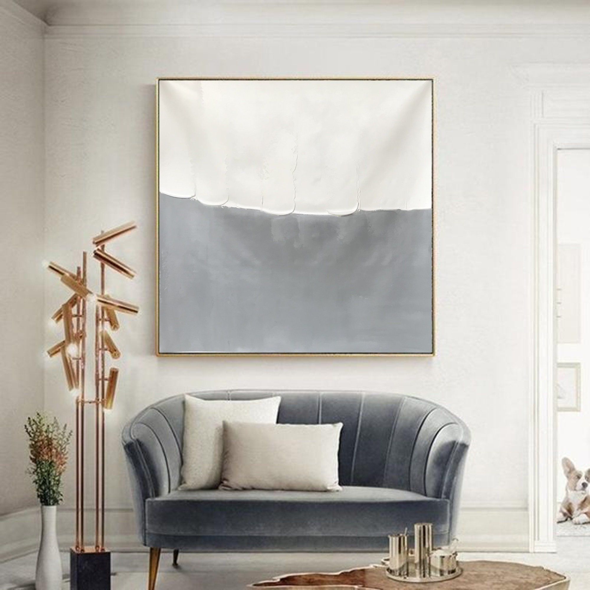 Extra large wall art abstract gray painting original | Etsy