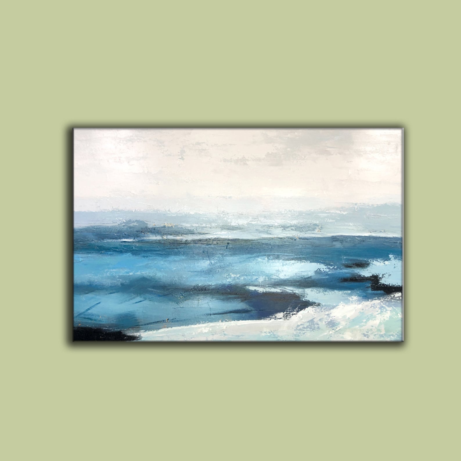 Large Canvas Wall Art, Seascape Painting on Canvas Original, Blue ...