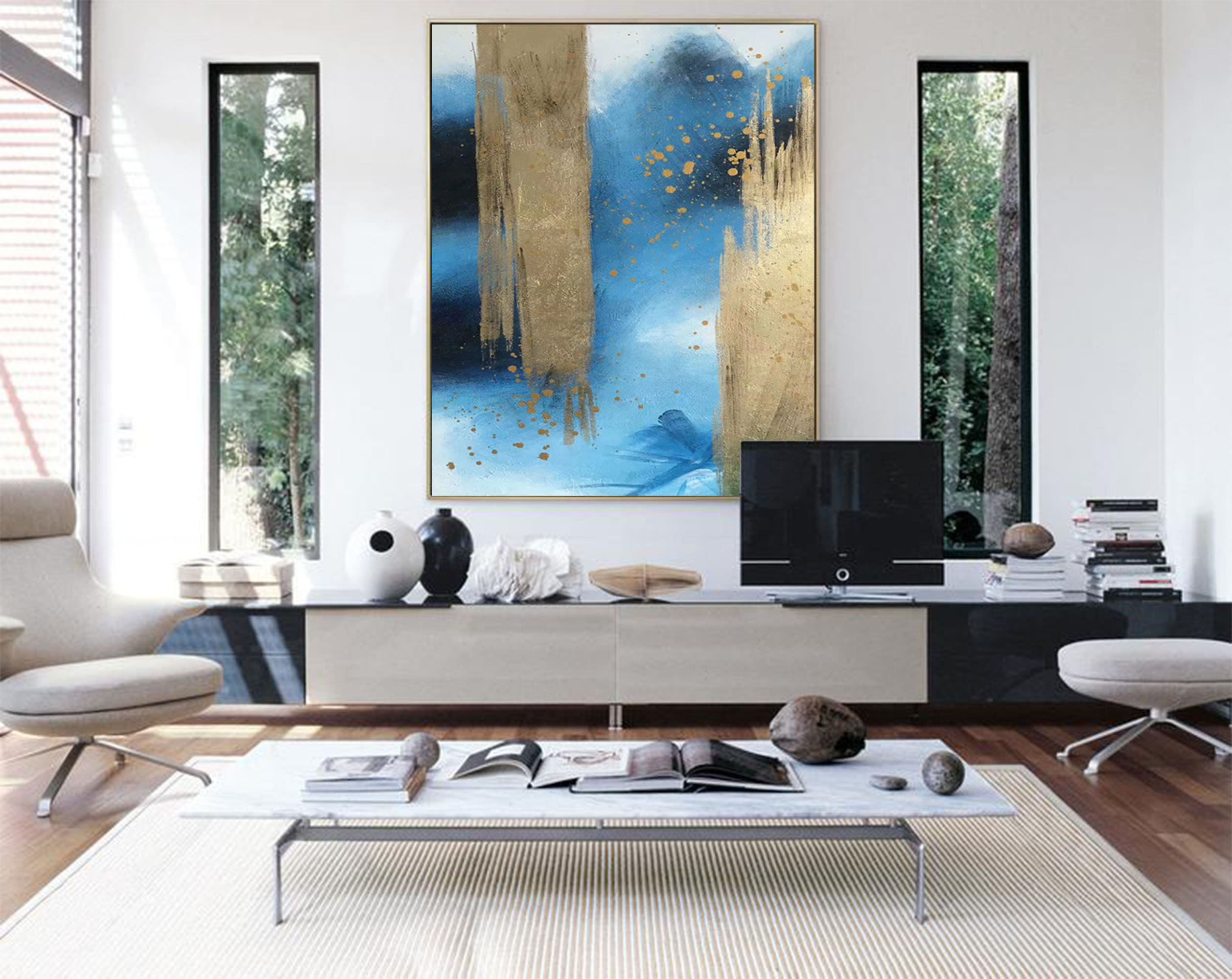 Large abstract painting framed wall art abstract large | Etsy