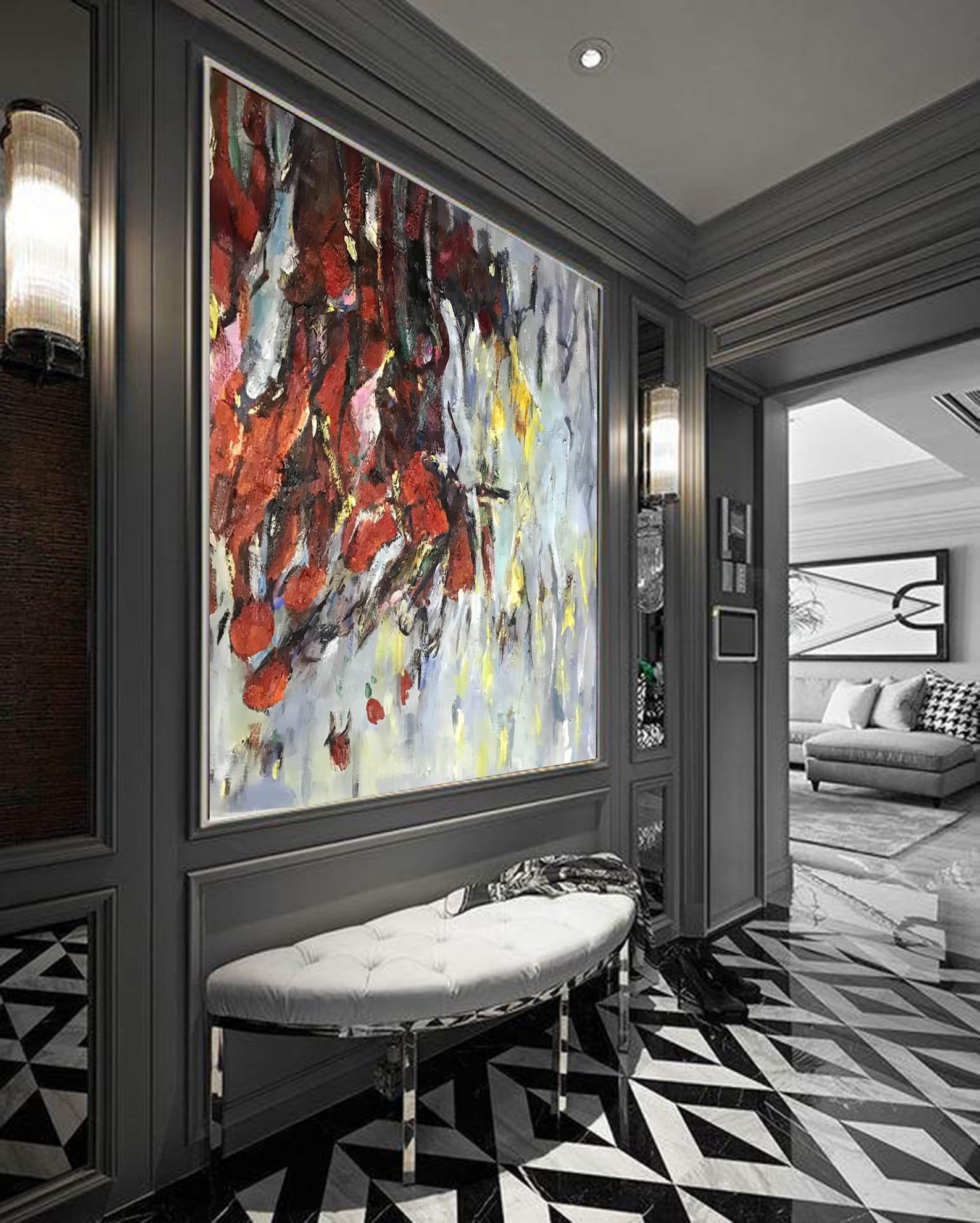 Large abstract canvas art large oil painting abstract extra | Etsy