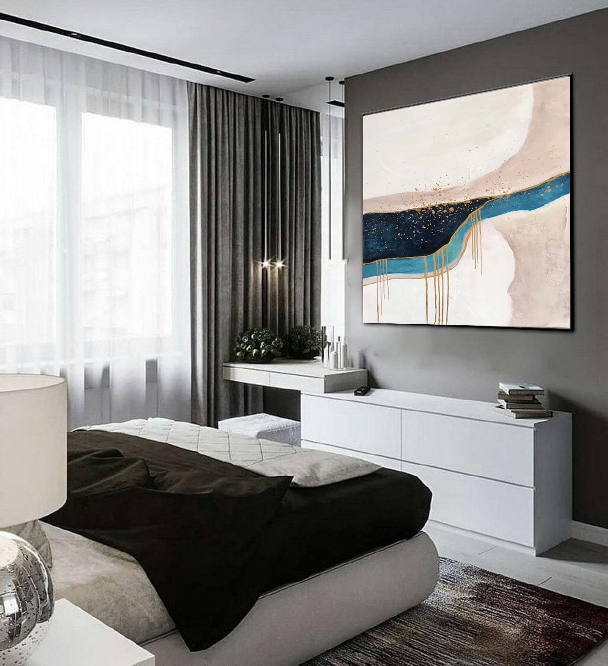 Large Abstract Painting Original Framed Wall Art Abstract | Etsy