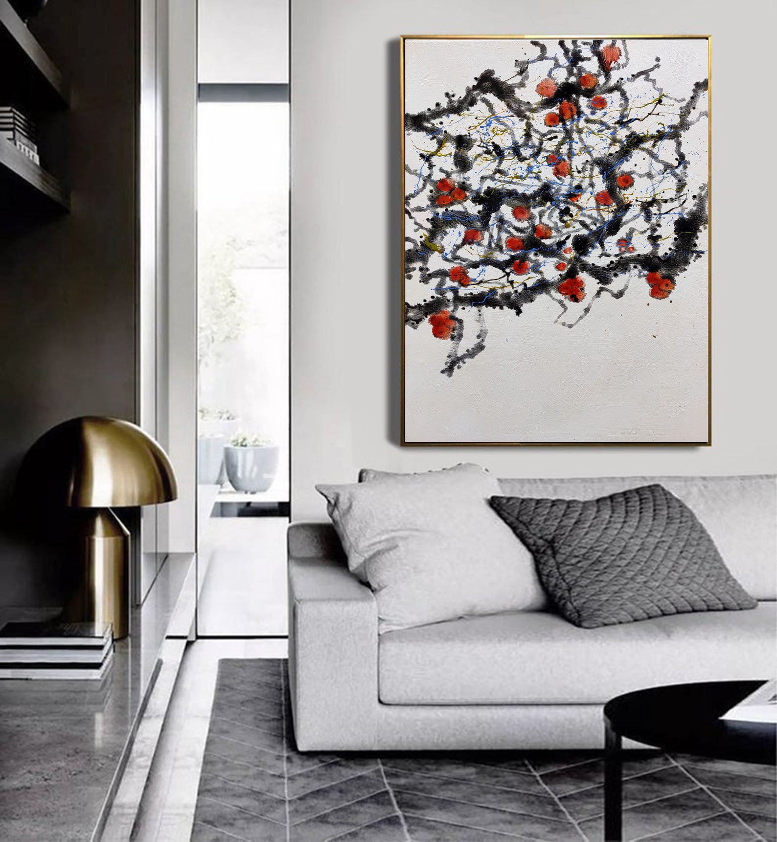 Large Abstract Painting Original Red Flower Painting Large | Etsy