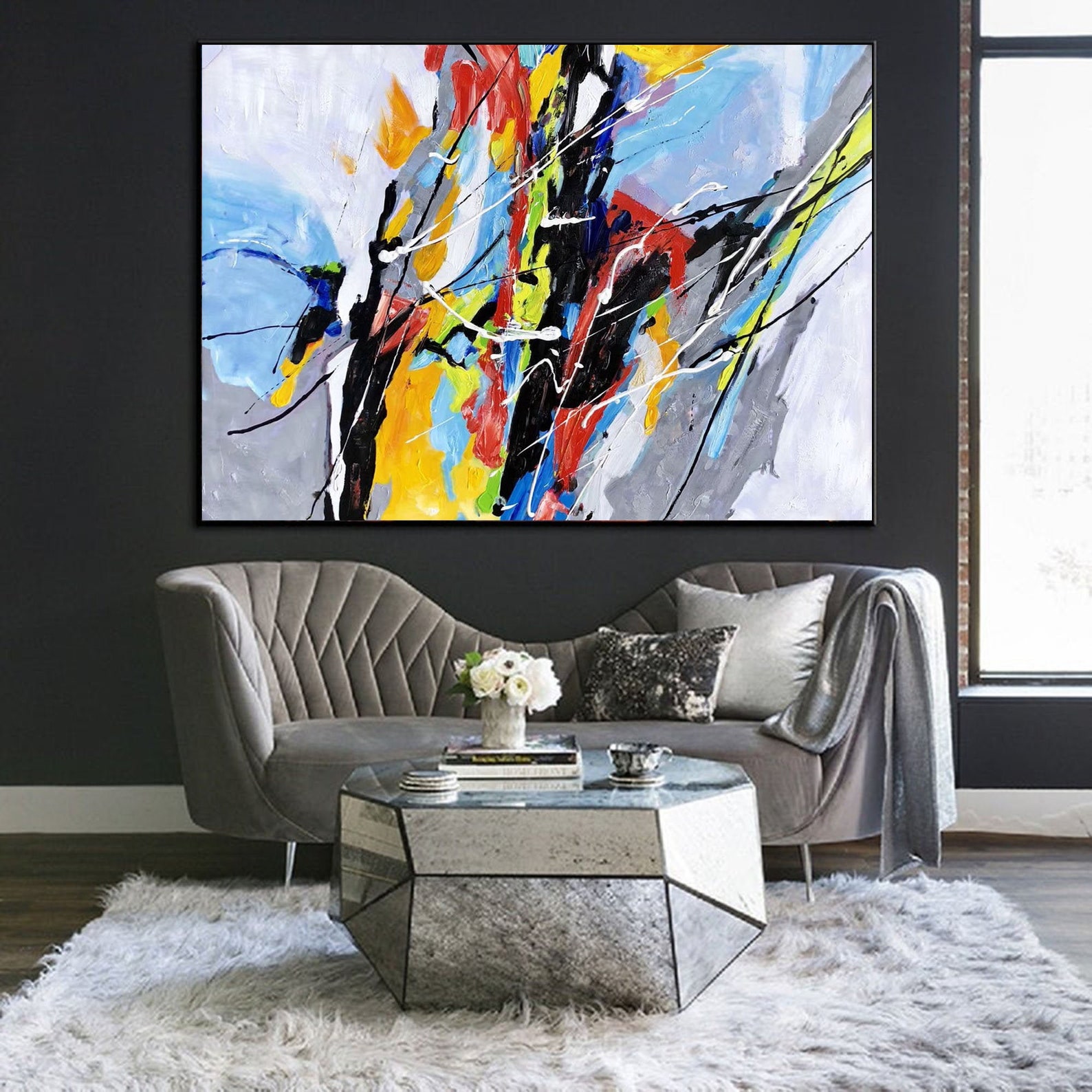 Modern Abstract Wall Artoversized Abstract Wall Artframed - Etsy