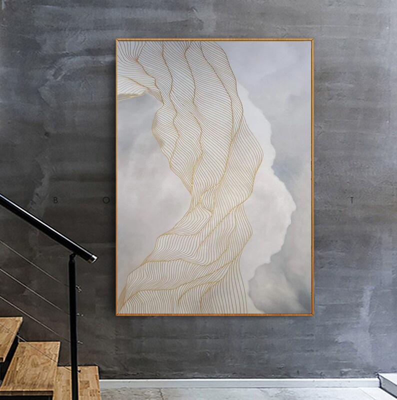 Large Canvas Painting, Original Oil Painting on Canvas, Line Canvas Art ...